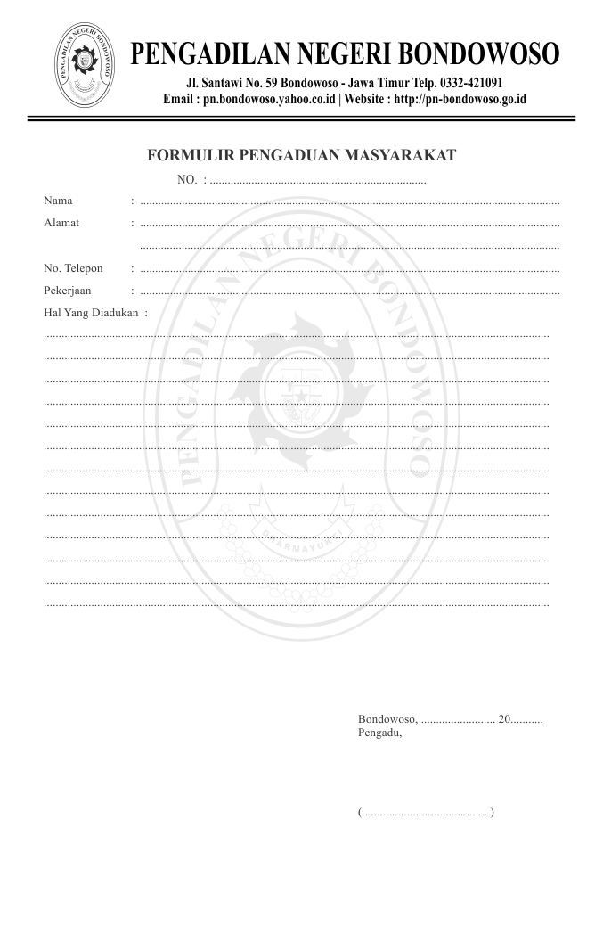Formulir Pengaduan